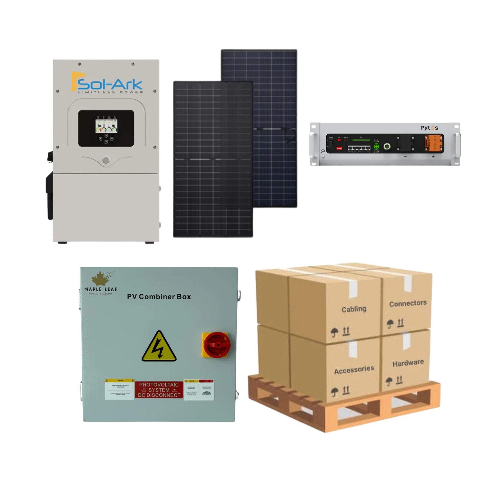 Sol-Ark 15K Solar Power Kit | Maple Leaf 570W Panels | 48V 5.12kWh Pyt