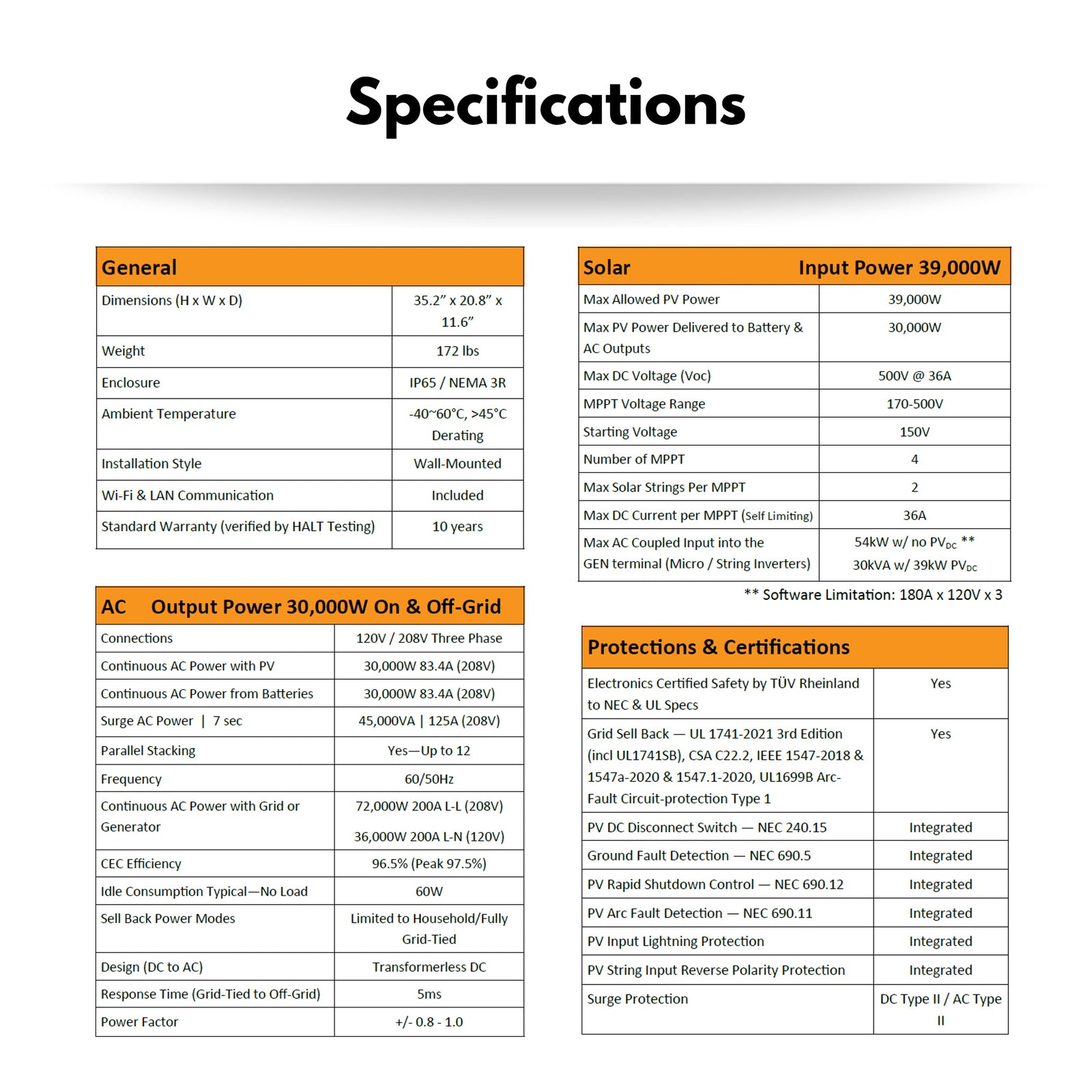 Sol Ark 30K - 3 Phase Hybrid Inverter - All In One Inverter for Commer